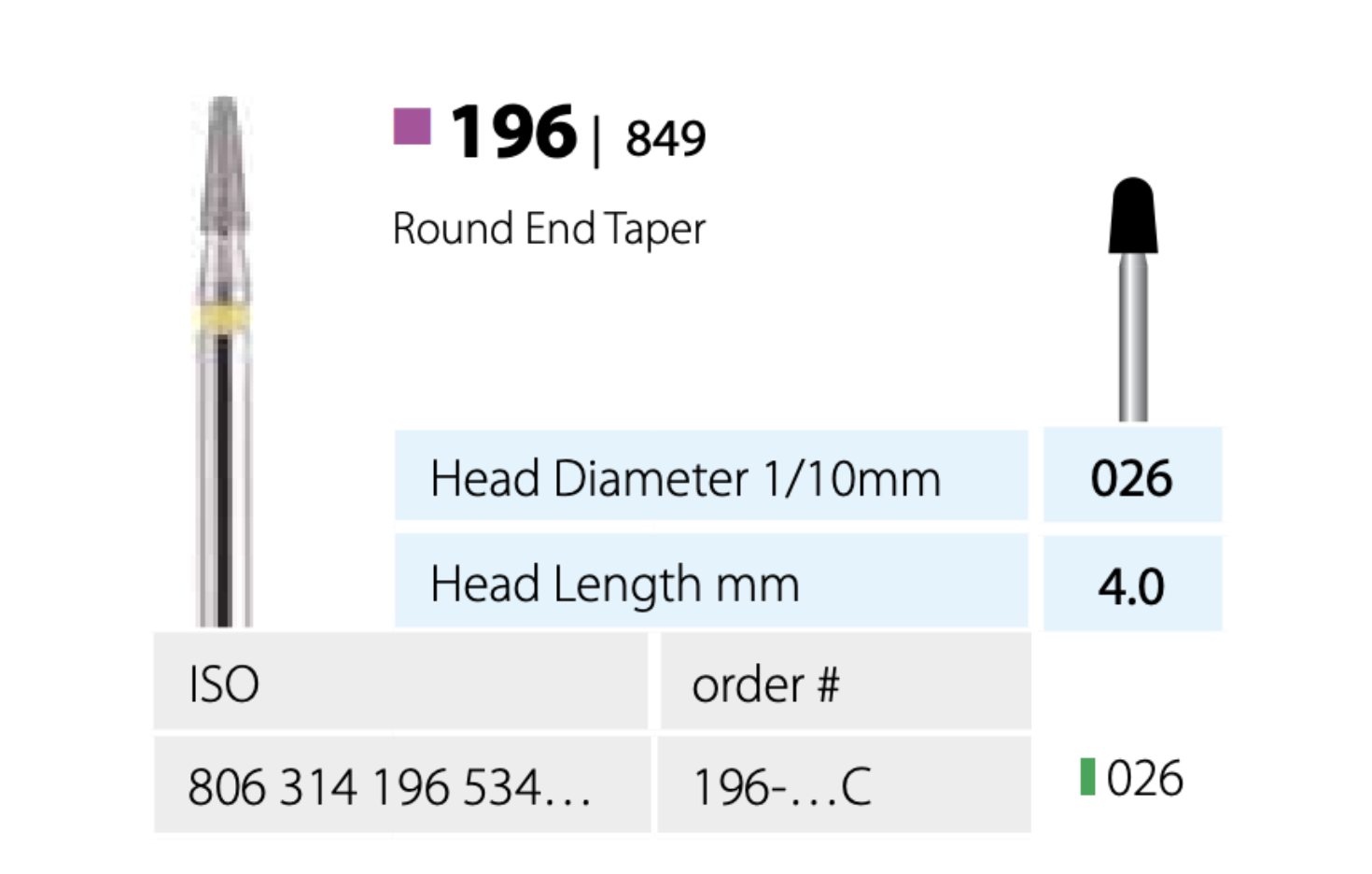 Piedra Diamante Troncocónica corta - Dental Link